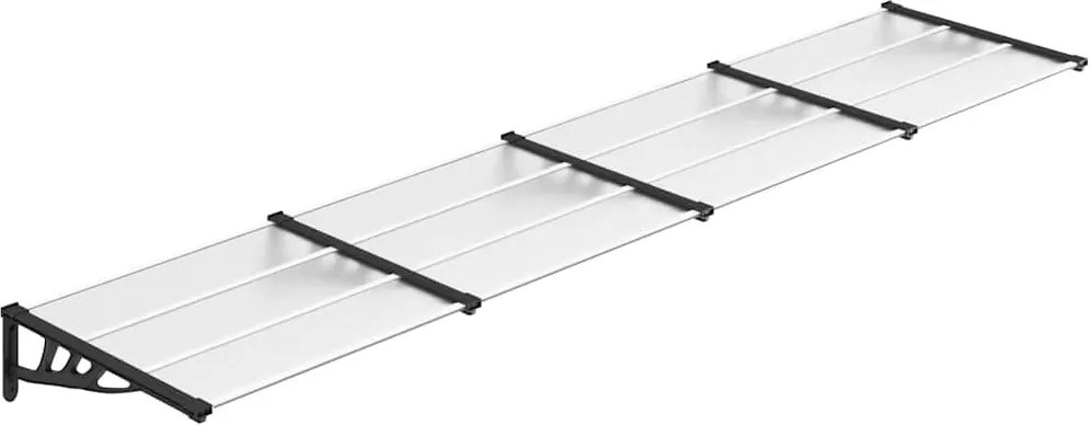 Vchodová stříška černá a průhledná 396 x 90 cm polykarbonát 153689