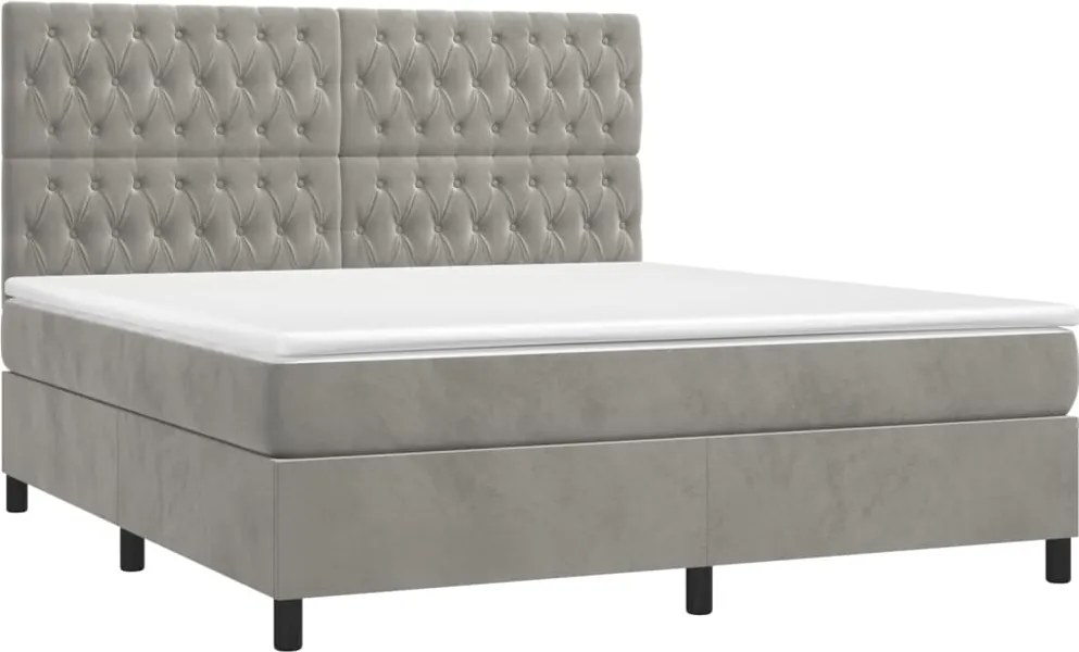 Box spring postel s matrací světle šedá 180x200 cm samet 3143217