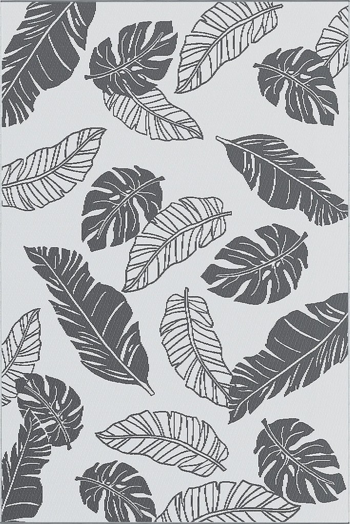 Outsunny venkovní koberec z plastu odolný proti povětrnostním vlivům 182x274cm oboustranný design pro balkon terasu šedá bílá