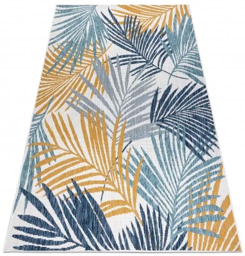 Dywany Łuszczów Kusový koberec Cooper Sisal Palm leaves 22258 ecru/navy – na ven i na doma - 180x270 cm