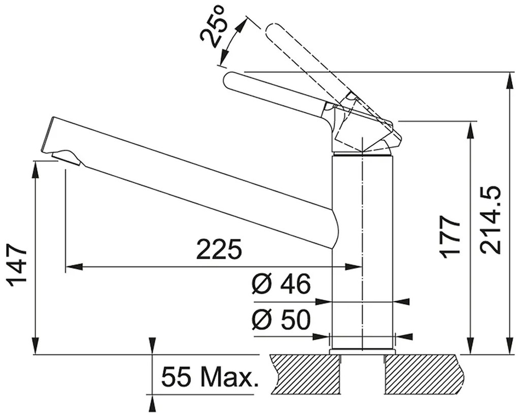 Franke FC 3054.901 ORBIT Dřezová baterie bez sprchy, Chrom/matná černá 115.0659.964