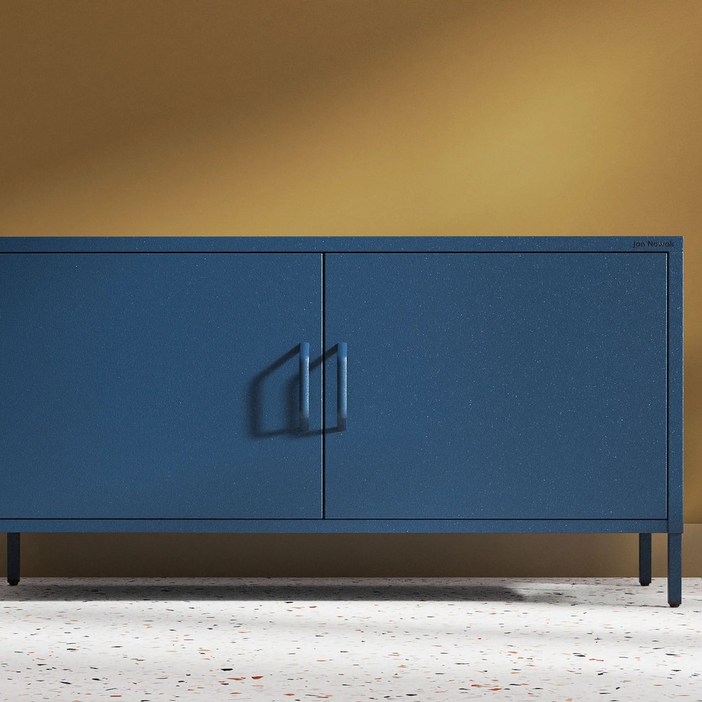 TV skříňka kovová na nožičkách námořnická modrá, 1150x595x400 mm: ROSA Modern