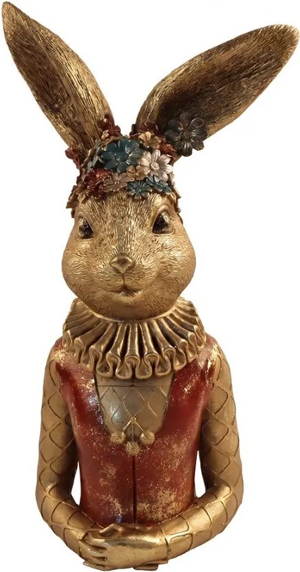 Zlatá antik dekorace figurka králičí dáma - 27*17*51 cm