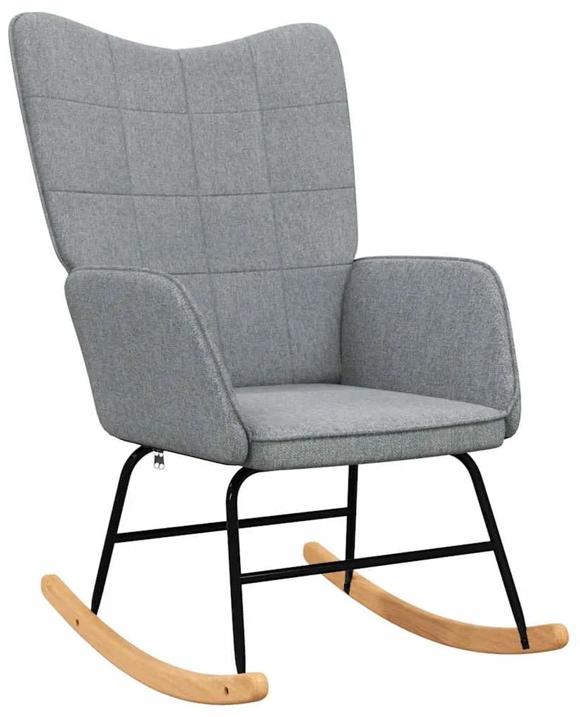 Houpací křeslo světle šedé textil 328007