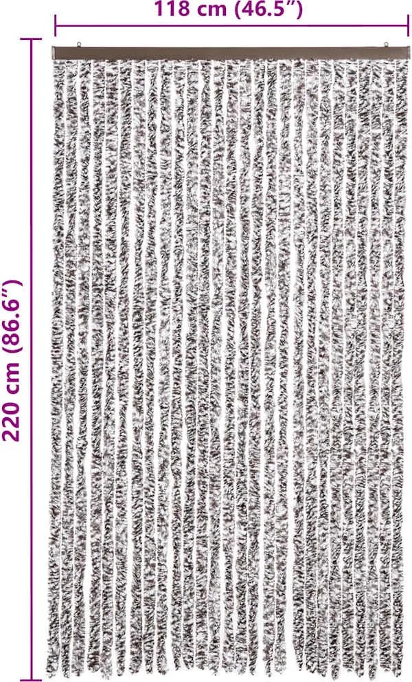 Závěs proti hmyzu hnědý a béžový 118 x 220 cm Chenille 315131