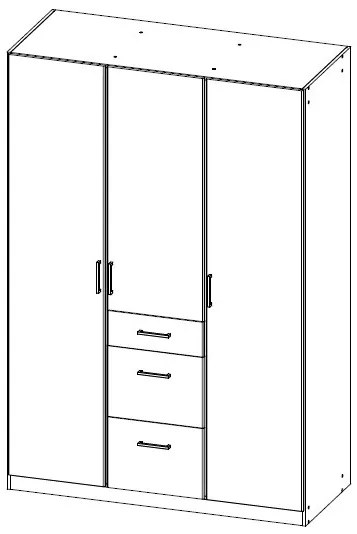 Šatní skříň Joker, 135 cm, bílá/dub sonoma