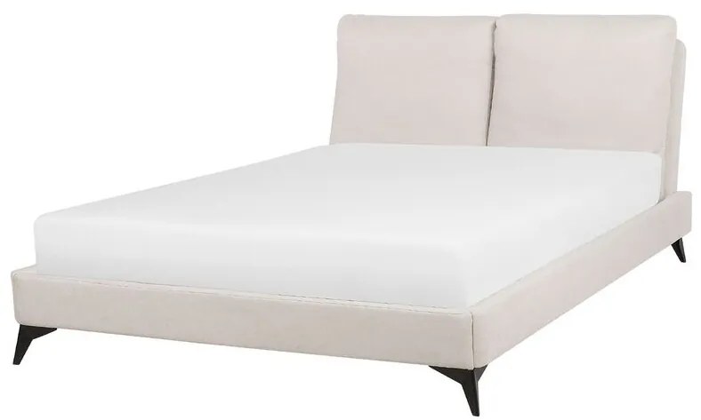 Béžová sametová postel 140 x 200 cm MELLE