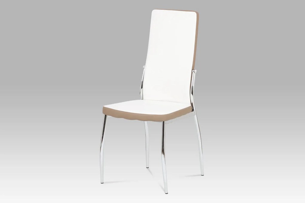 Artium Jídelní židle koženka bílá + cappucino - AC-1693 WT