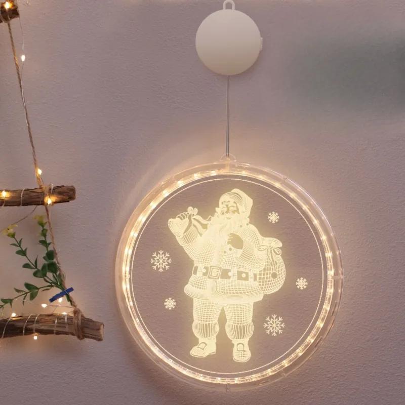 Vánoční LED závěsná dekorace do okna, teplá bílá, různé motivy na výběr Motiv: Veselé Vánoce 1