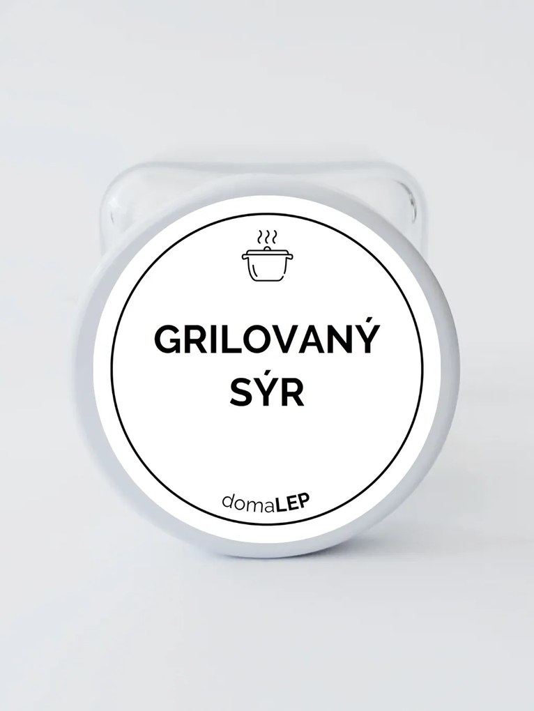Samolepka na kořenky GRILOVANÝ SÝR bílá 5 cm tučné písmo