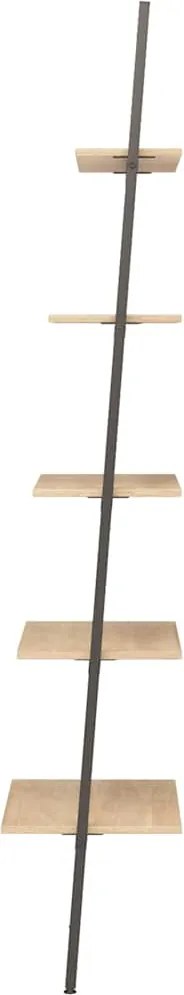 5patrová opěrná police světle hnědá a černá 64 x 34 x 185,5 cm 336376