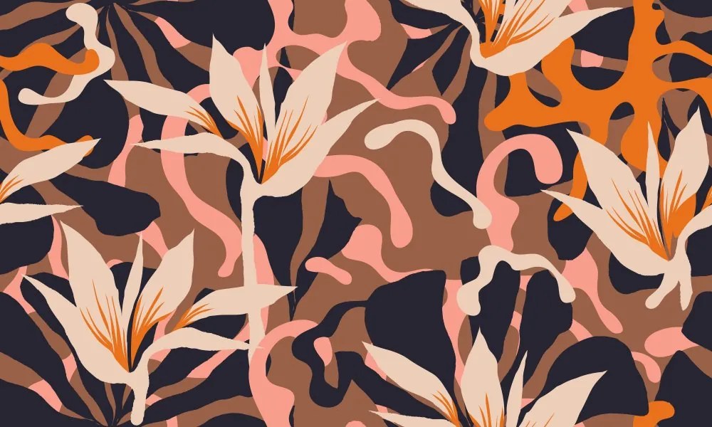 Fototapeta Abstract Jungle Plants Pattern. Creative Collage Contemporary Floral Seamless Pattern. Fashionable Template For Design. Hladký vinyl 152.5x104