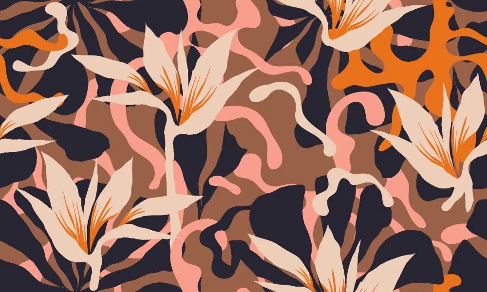 Fototapeta Abstract Jungle Plants Pattern. Creative Collage Contemporary Floral Seamless Pattern. Fashionable Template For Design. Hladký vinyl 400x280