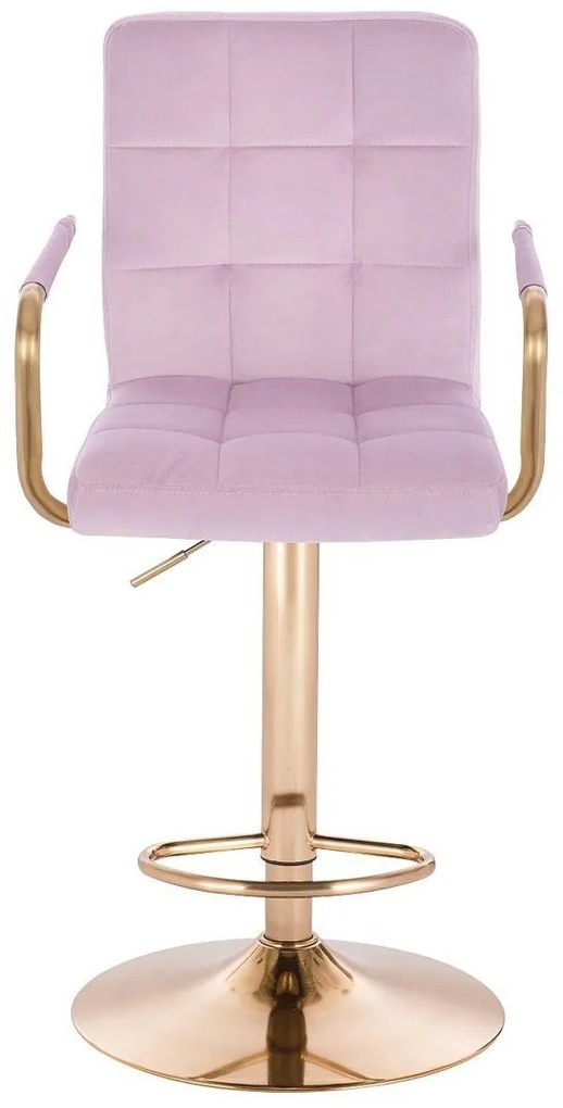 LuxuryForm DESIGN Barová židle VERONA GOLD VELUR na zlaté kulaté podstavě - levandule