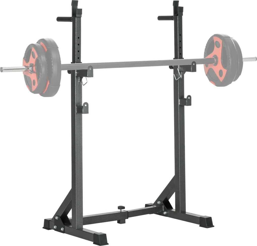 SPORTNOW Multifunkční opora pro činky s nastavitelné šířkou a výškou - Svalový stojan se ocelovou konstrukcí, nosnost 150 kg pro domácí trénink