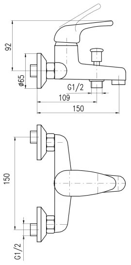 RAV Slezák SA054.5 - Vanová baterie SAZAVA lesklý chrom