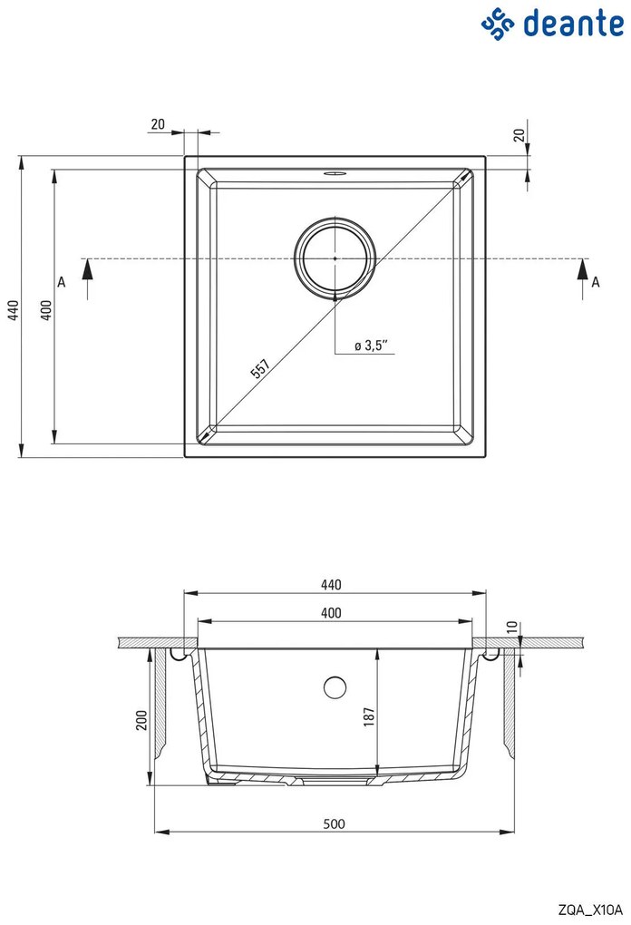 Deante Granite sink, 1-bowl, undermount