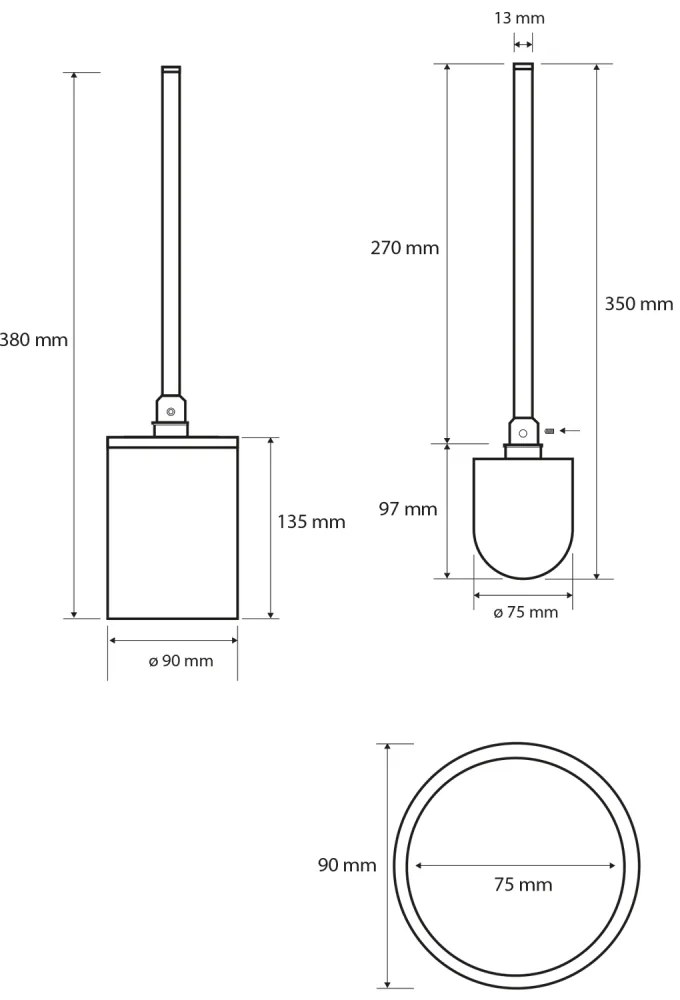 Sapho X-ROUND BLACK WC štětka na postavení, černá XR306B