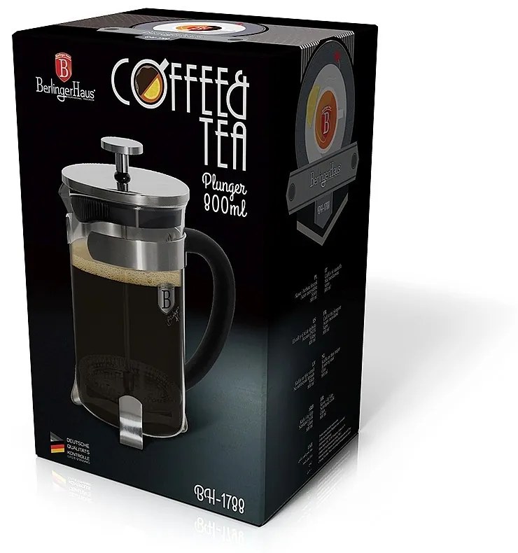 BERLINGERHAUS Konvička na čaj a kávu French Press 800 ml černá BH-1788