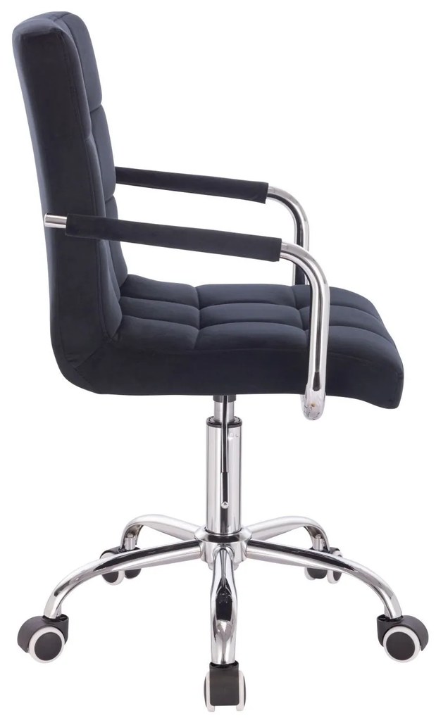 LuxuryForm Židle VERONA VELUR na stříbrné podstavě s kolečky - černá