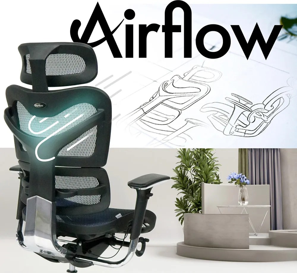 Ergonomická síťovaná kancelářská židle MOSH Airflow 702 – modrá