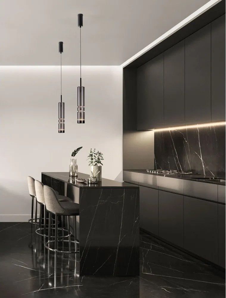 Šedé skleněné LED závěsné svítidlo ø 8 cm Bento – Nova Luce
