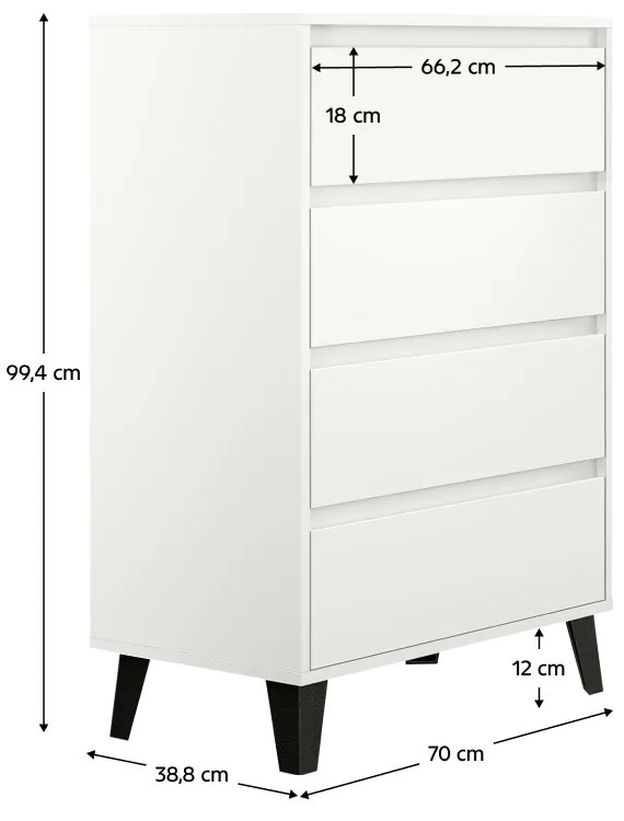Kondela Komoda, bílá, BOGAN NEW 4S70