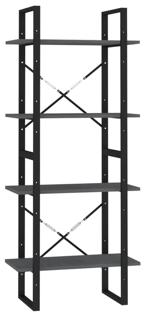 806444 vidaXL Knihovna se 4 policemi šedá 60 x 30 x 140 cm masivní borovice