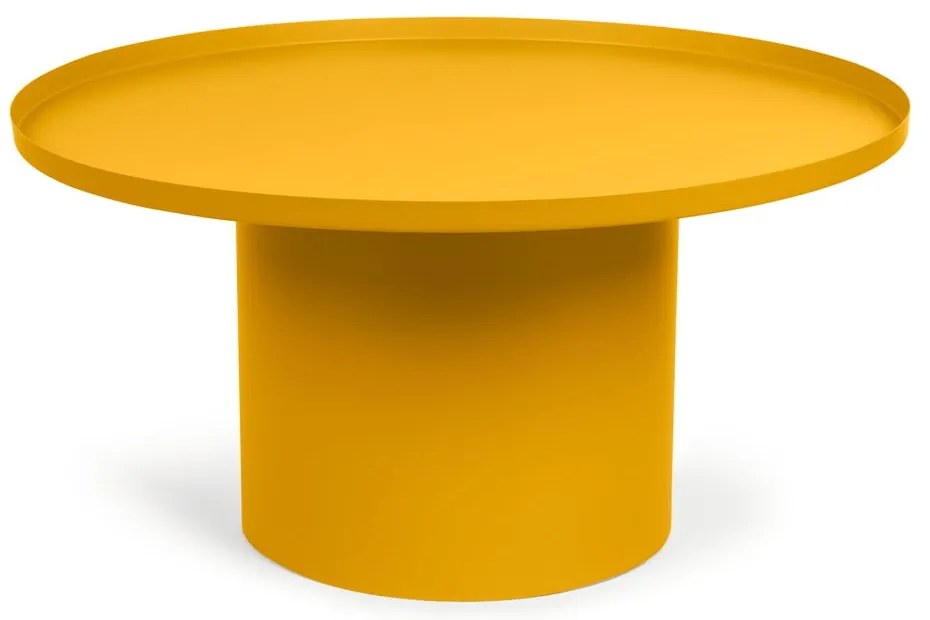 Kovový kulatý konferenční stolek v hořčicové barvě ø 72 cm Fleksa – Kave Home
