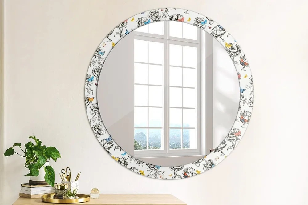 Kulaté dekorativní zrcadlo Motýl fi 90 cm