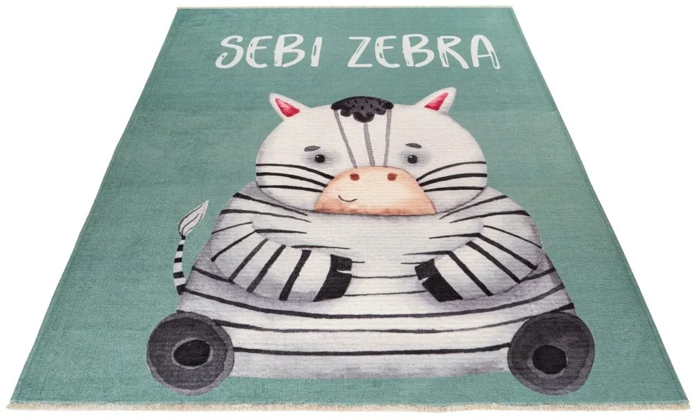 Obsession, Kusový koberec My Greta 614 zebra, 115x170, zelená, dětský pokoj