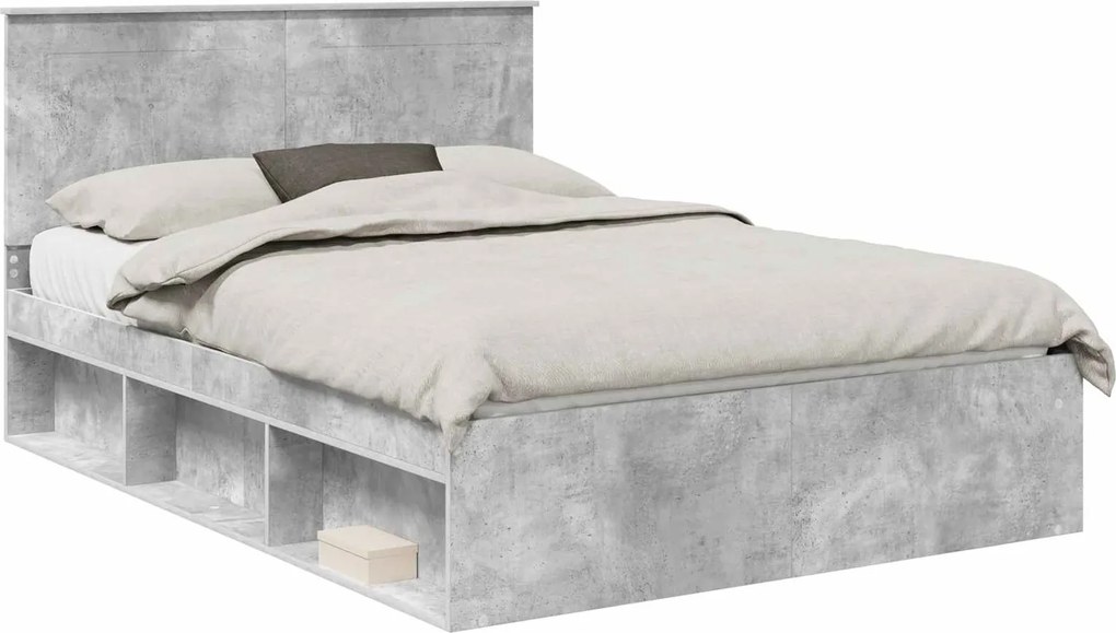 Rám postele s čelo Beton 140 x 200 cm Masivní borové dřevo 3409357