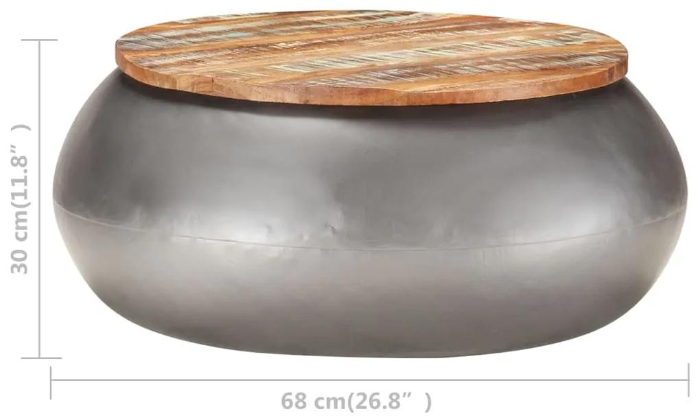 vidaXL Konferenční stolek šedý 68x68x30 cm masivní recyklované dřevo