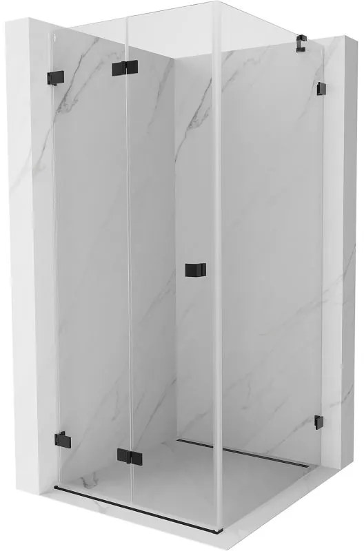 Mexen Lunar-F, skládací sprchový kout levý 70 x 70 cm, 8mm čiré sklo, černý profil, 836-070-070-70-00-L