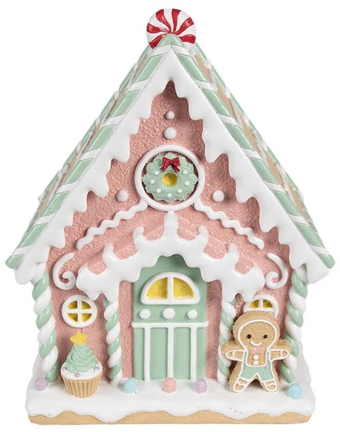 Růžová perníková chaloupka Gingerbread House Pastello - 20*16*25 cm