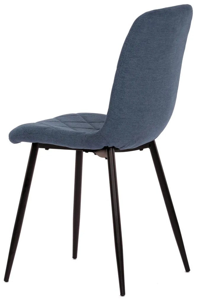 AUTRONIC Židle jídelní, modrá látka, nohy černý kov