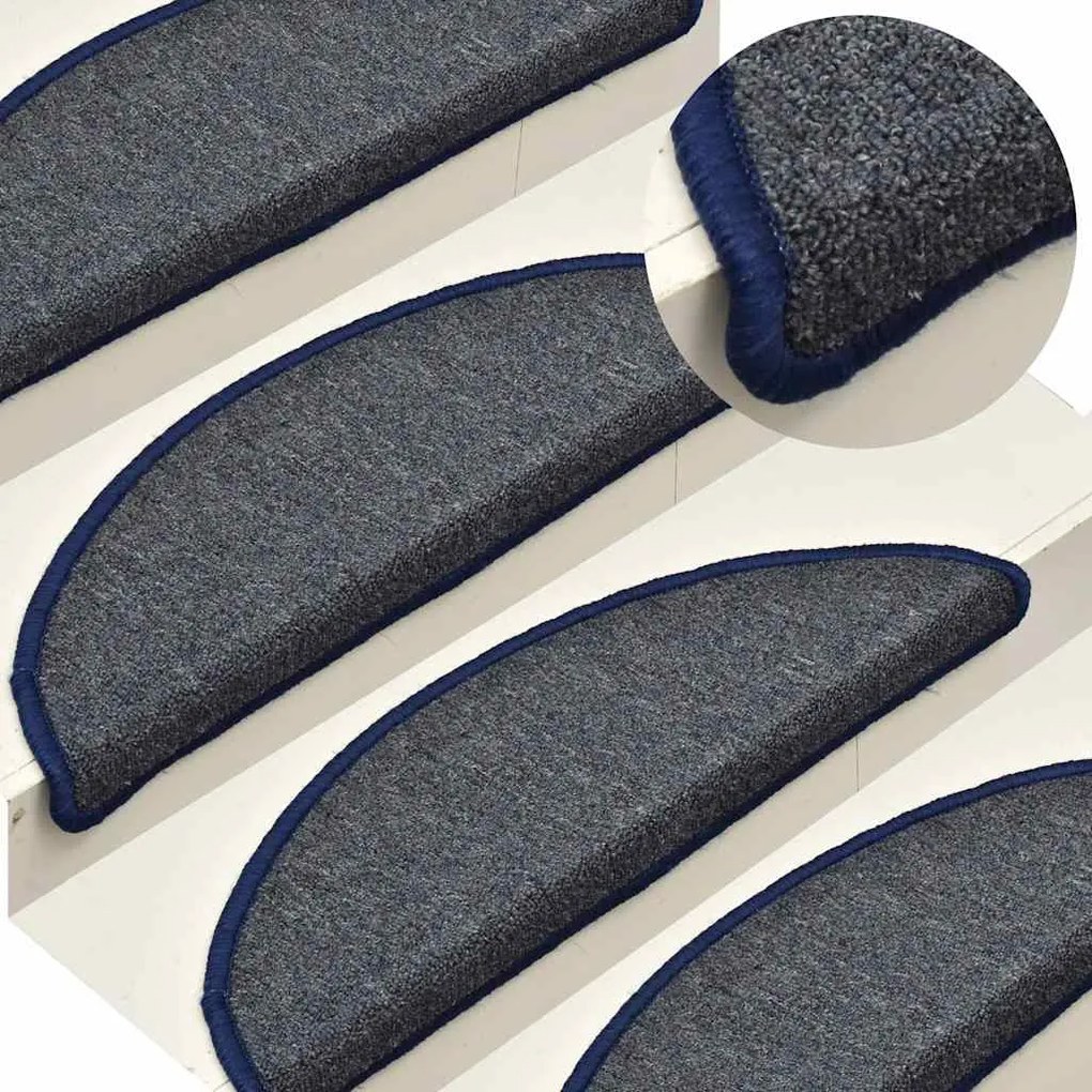 Schodové rohože 30 ks 56 x 17 x 3 cm tmavě šedé a modré, půlkulaté 3365743
