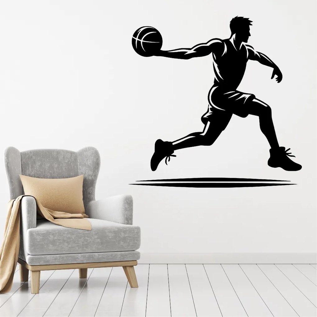 Živá Zeď Samolepka na zeď Basketbal Barva: černá