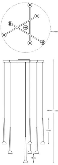 Zuma Line P0603-07C-SDB1 - LED Lustr na lanku BOSTON 7xLED/6W/230V černá/zlatá