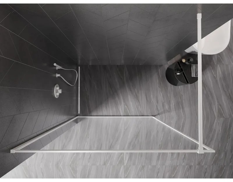Mexen, Mexen Kioto-XF sprchová stěna s rámem 130 x 202 cm, průhledná 10 mm, bílá - 800-130-104-20-00-X