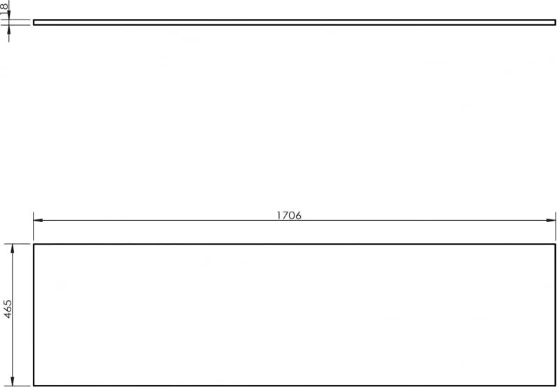 Mexen Uni, pracovní deska 170 cm, bílá matná, 91AXX-1704-464-18-01