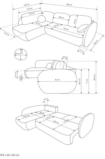 Rohová rozkládací sedací souprava s úložným prostorem do L OLBIA pravá béžová