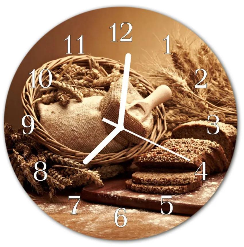 Skleněné hodiny kulaté Chléb obiloviny