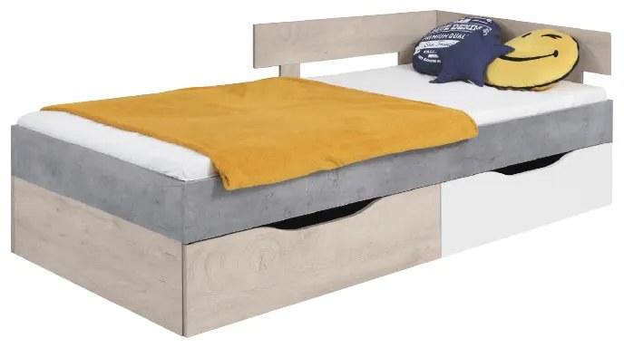 Dětská postel Sigma SI15, beton/bílý lux/dub Zvolte možnost matrace: S matrací