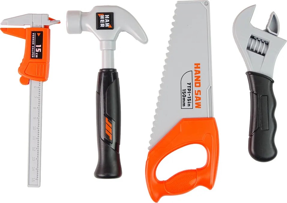 LEAN Toys Sada pro kutily v batohu – přilba a nářadí, oranžová