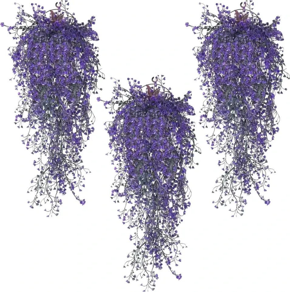 Camerazar Visící dekorační umělé květiny, 3 kusy, fialové popínavé vrby