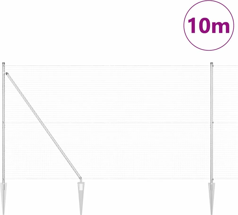 Svařované drátěné ploty s hroty 10 x 1,5 m Pozinkovaná ocel 3351941