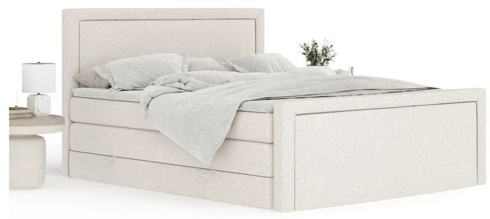 Béžová boxspring postel s úložným prostorem 140x200 cm Lavenda – Maison de Rêve