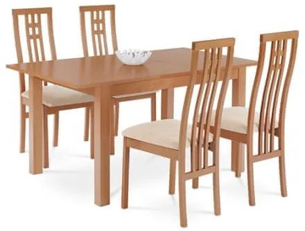Autronic Dřevěná jídelní židle Jídelní židle, masiv buk, barva buk, látkový krémový potah (BC-2482 BUK3)