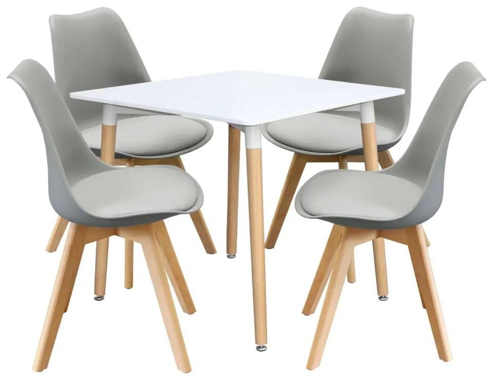IDEA Jídelní stůl 80x80 QUATRO + 4 židle QUATRO šedé